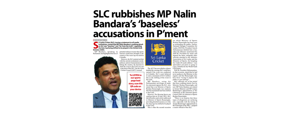 SLC rubbishes MP Nalin Bandara’s ‘baseless’ accusations in Parliament ...