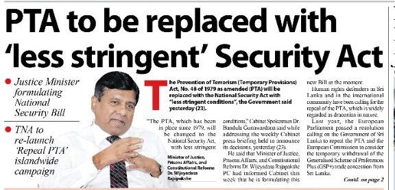 PTA to be replaced with ‘less stringent’ Security Act - The Morning ...