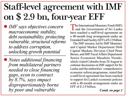 Staff-level agreement with IMF on $ 2.9 bn, four-year EFF - The Morning ...