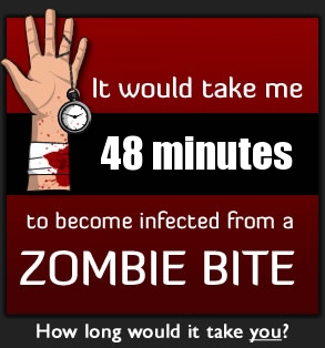 If bitten by a zombie, I'd last 48 minutes before becoming infected ...
