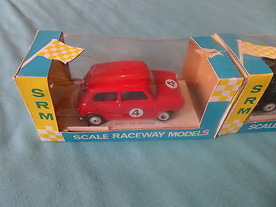 SRM SCALE RACEWAY MODELS MINI COOPER SLOT CAR SET ULTRA RARE 1/40 SCALE ...