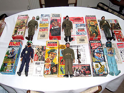 VINTAGE ACTION MAN COLLECTION OF 6 x RARE BOXED FIGURES COMMANDER PILOT ...