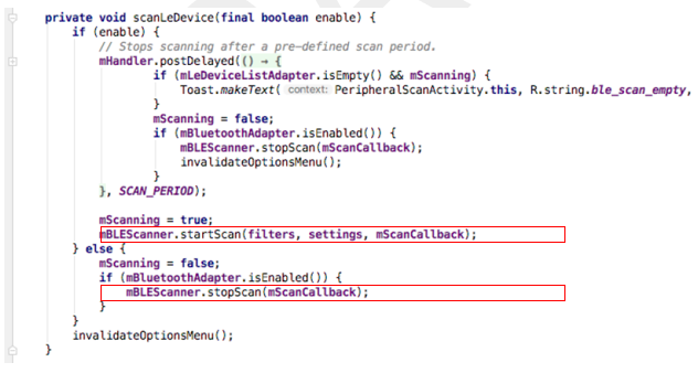 Scanning for Peripheral Services