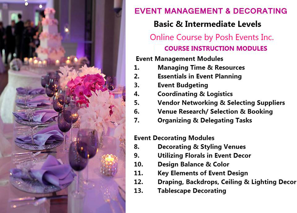 Event Management Decorating Online Course Event Planning