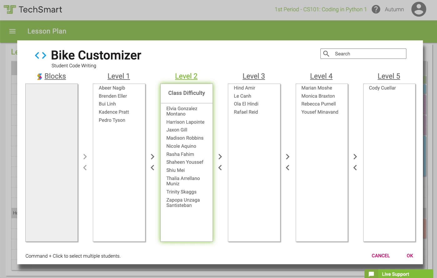 Changing the Class Difficulty Level for all Students – TechSmart Inc.
