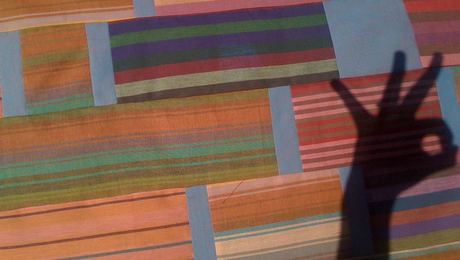 Shot Cloth Quilt, made from Kaffe Fasset fabric - Threads