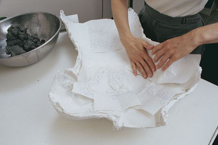 Molded Papier-Mâché Form - Threads