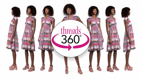 BurdaStyle 1210720 Striped Fit-and-Flare Dress | 360-Degree View - Threads