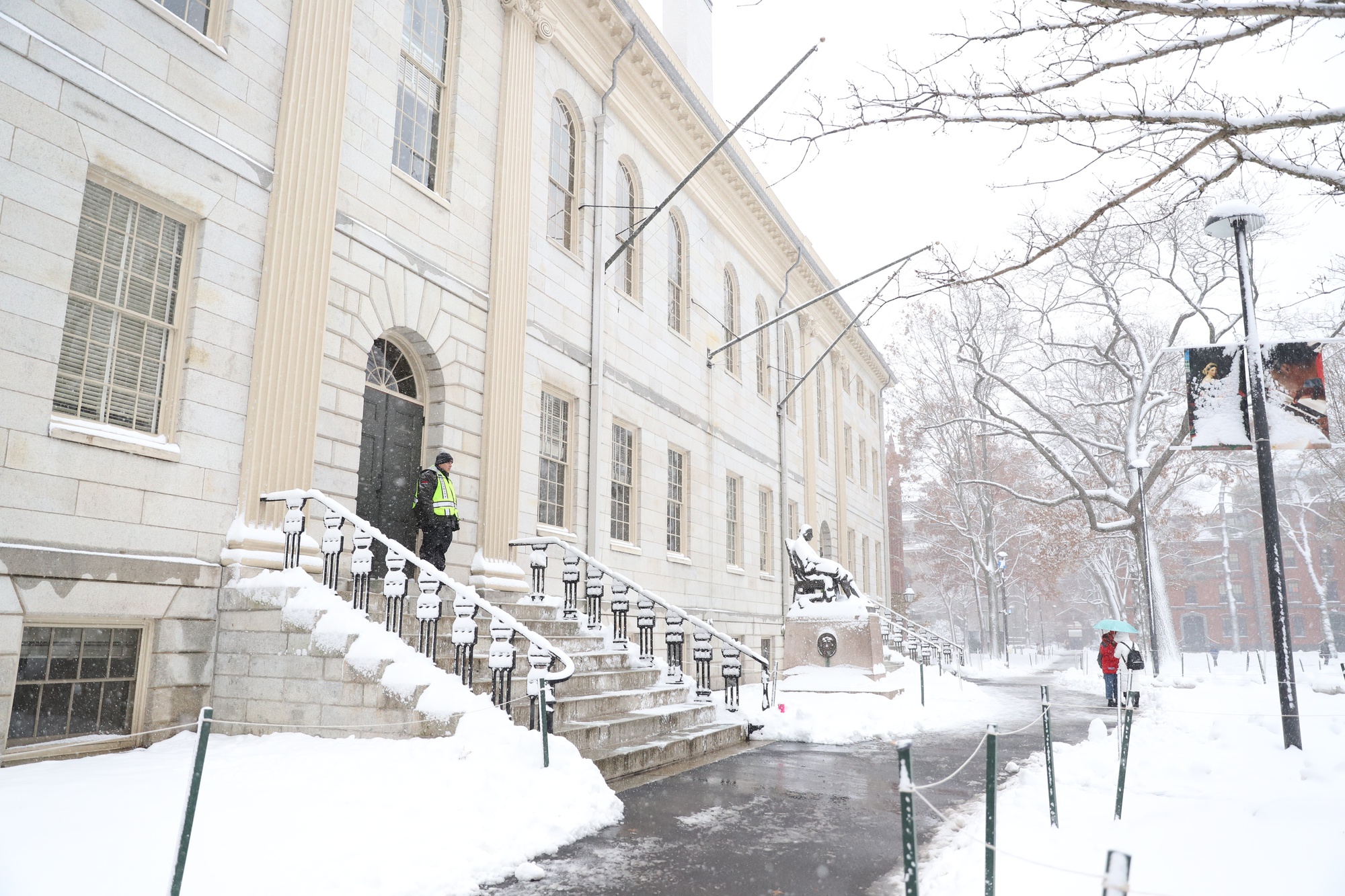 Red Brick Dorm Buildings At Harvard University In Winter