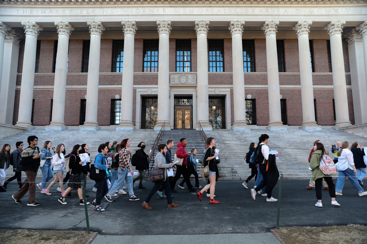 Demonstrators Walk in Front of Widener Library for Comaroff Protest ...