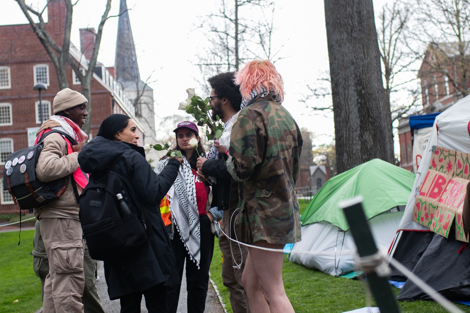Pro-Palestine Protesters Distribute Donated White Roses at Harvard Yard ...