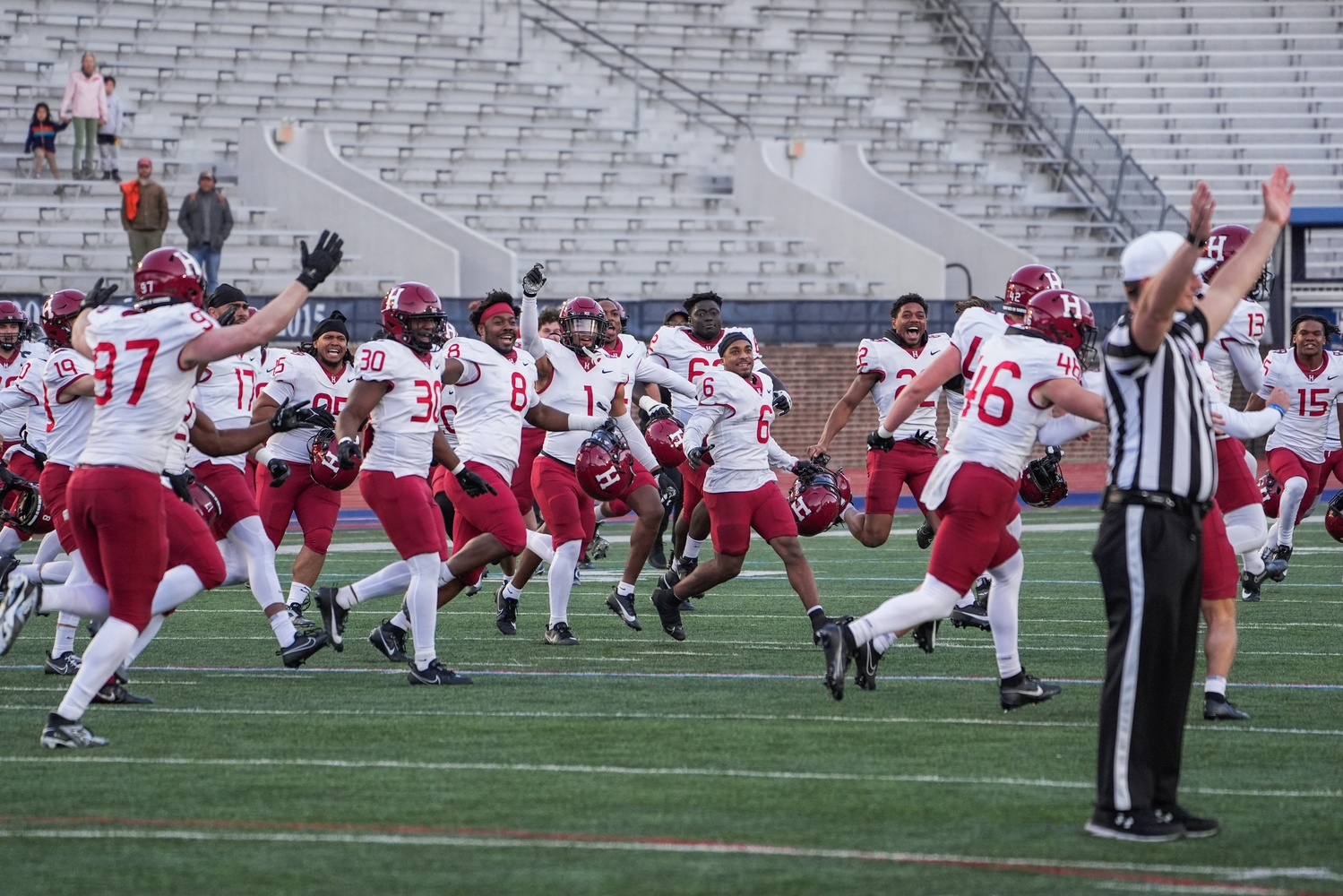 Harvard Football Celebrates Penn Victory | Sports | The Harvard Crimson