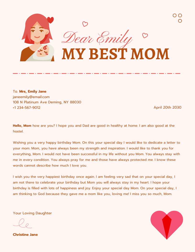 Cream Simple Illustration Business Family Letterhead