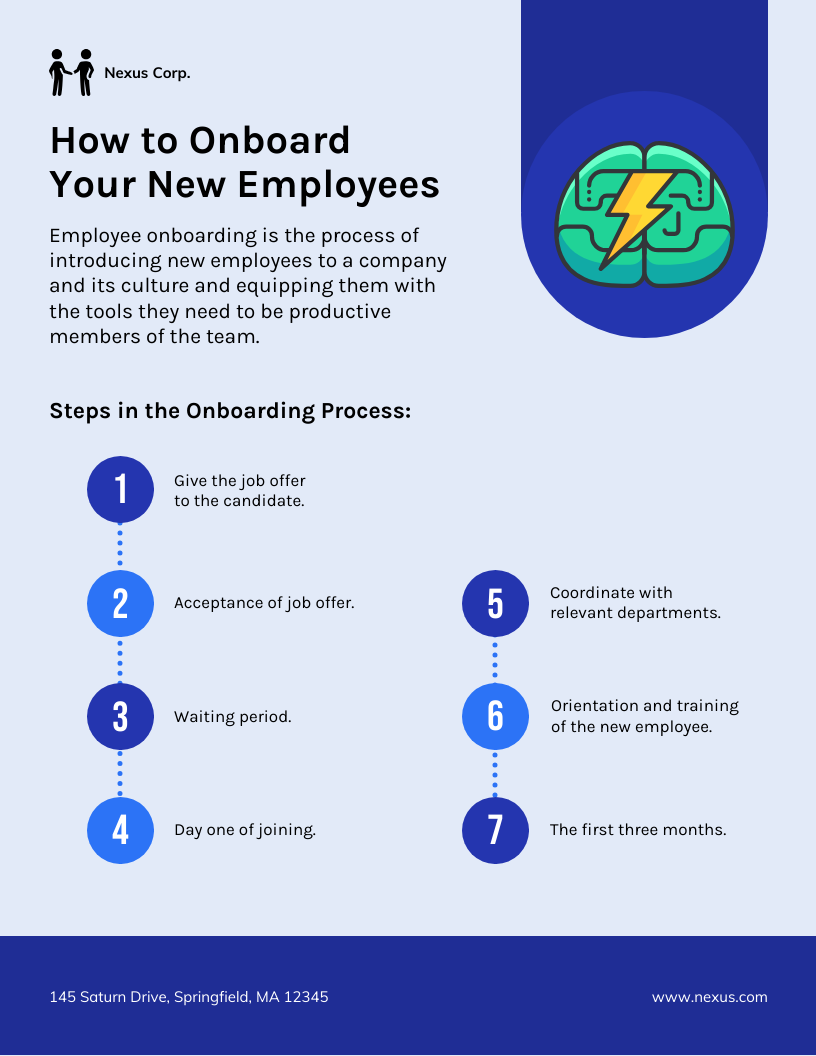 Blue New Employee Onboarding Checklist Template