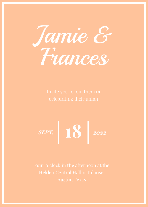 Simple Peach Wedding Invitation Template