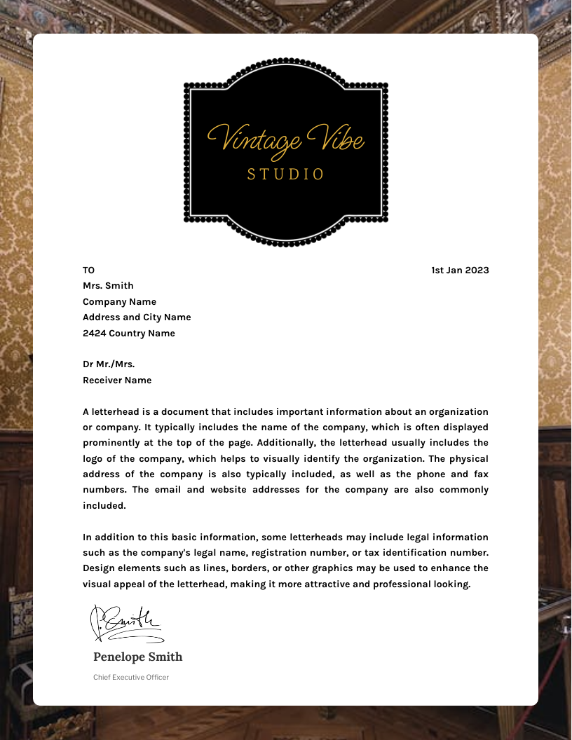 Brown And White Elegant Vintage Letterhead Template