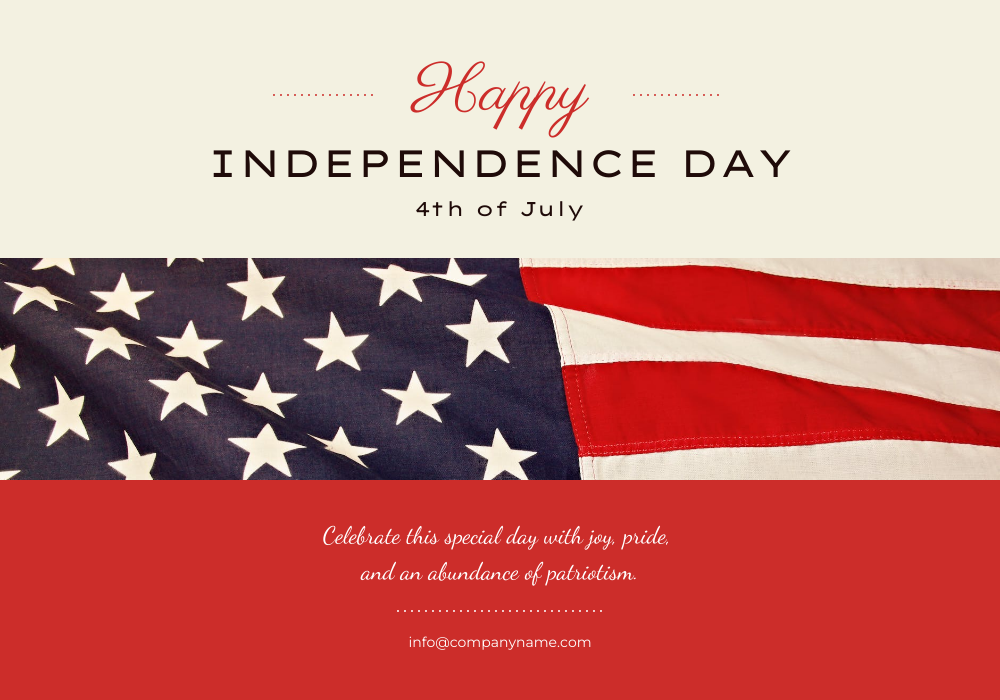 Cream and Red 4th of July Independence Day Card