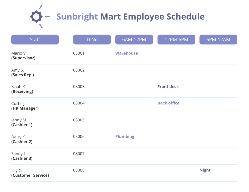 Shift Schedule Template