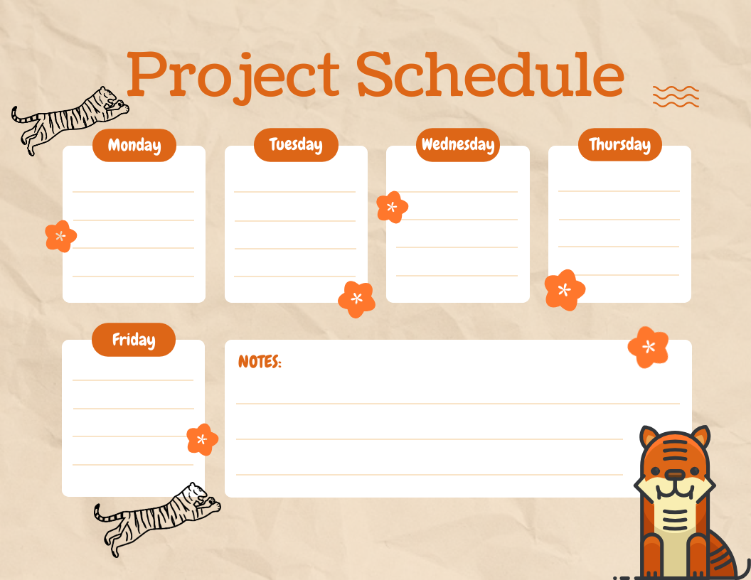 Light Orange Illustration Modern Texture Project Schedule Template