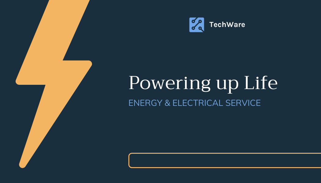 Navy Yellow Simple Business Card Electrician