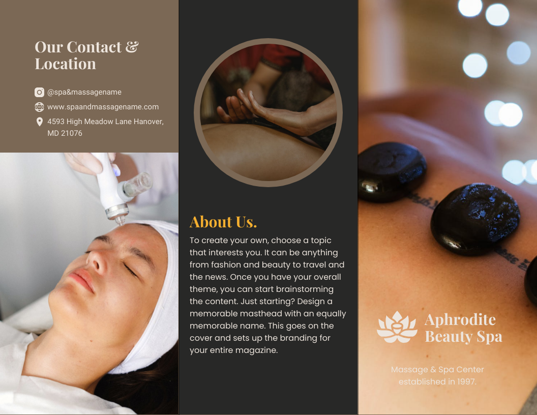 Brown And Yellow Modern Professional Beauty Spa Brochure