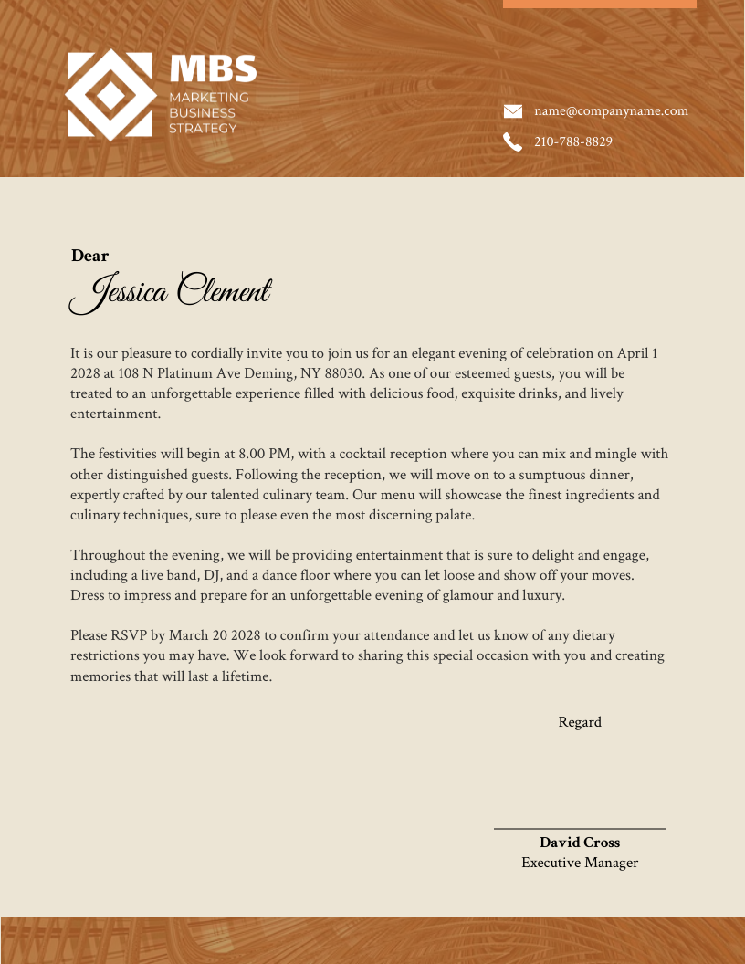 Orange and Cream Elegant Letterhead