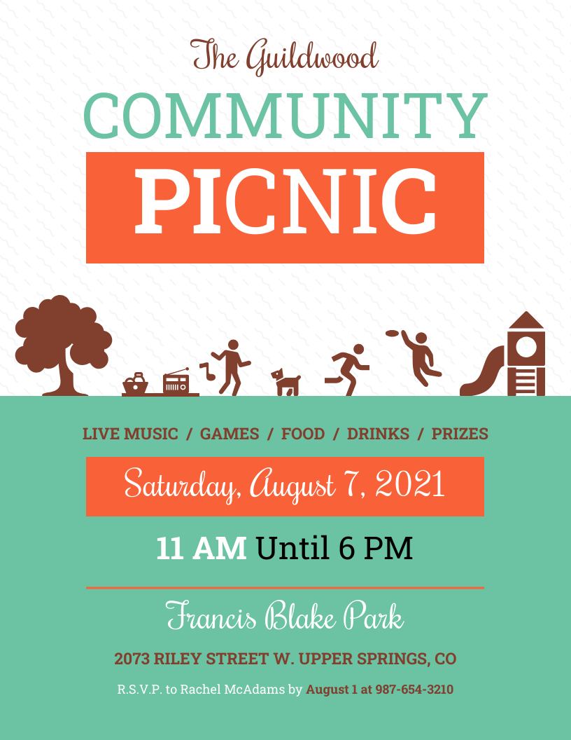 Simple Community Picnic Event Poster Template Venngage