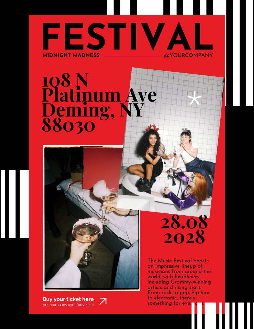 Black and Red Music Festival Poster Template