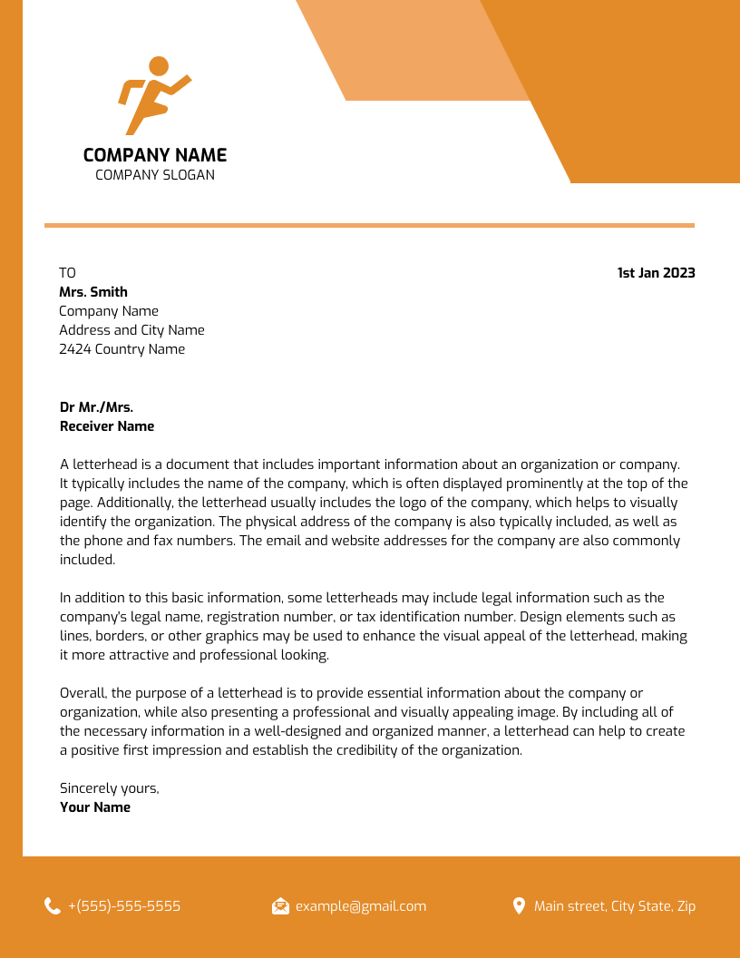 White Orange Elegant Modern Creative Letterhead Template
