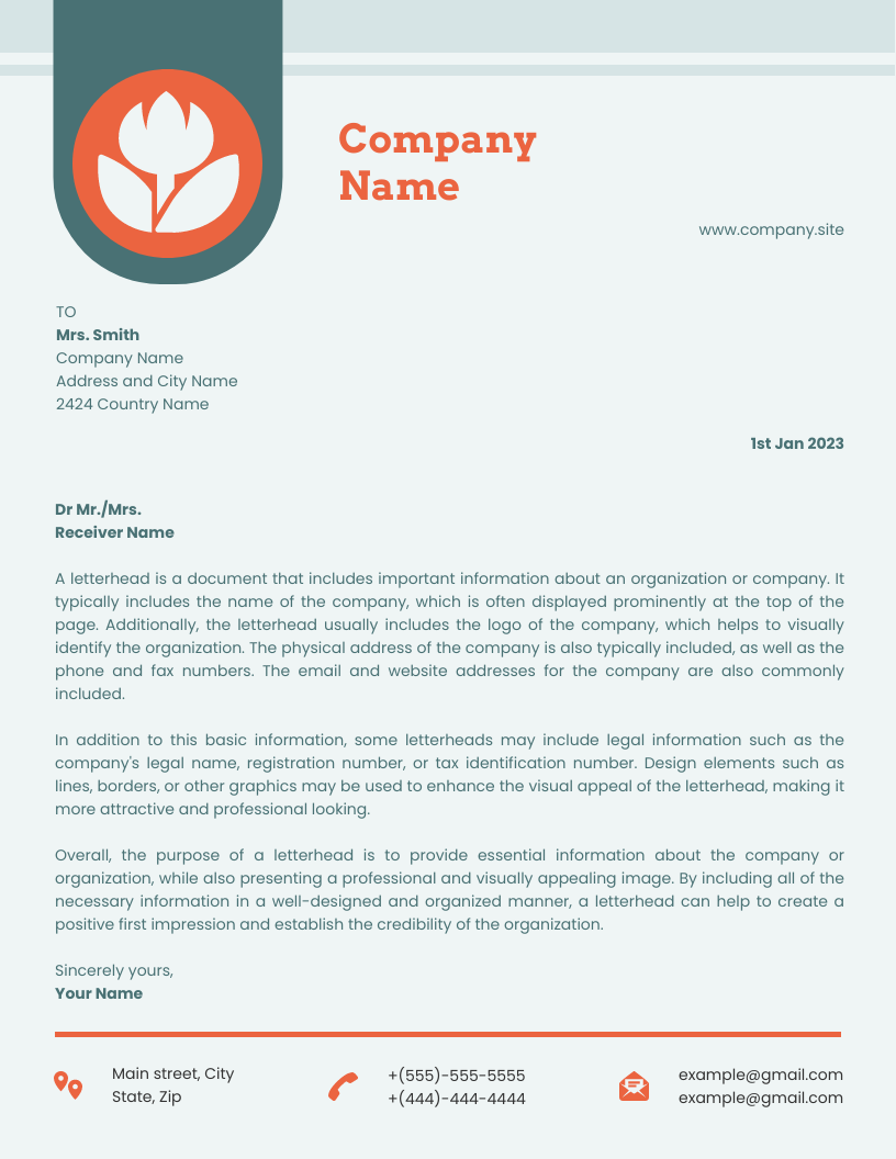 Light Green Minimalist Cool Letterhead Template