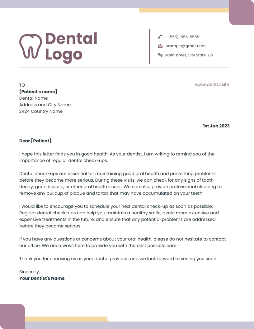 Pastel Color Modern Aesthetic Dental Letterhead Template