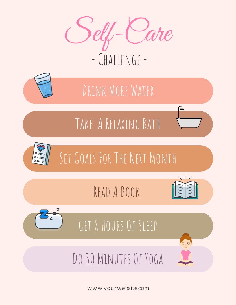 Pastel Colorful Self Care Challenge Poster Template