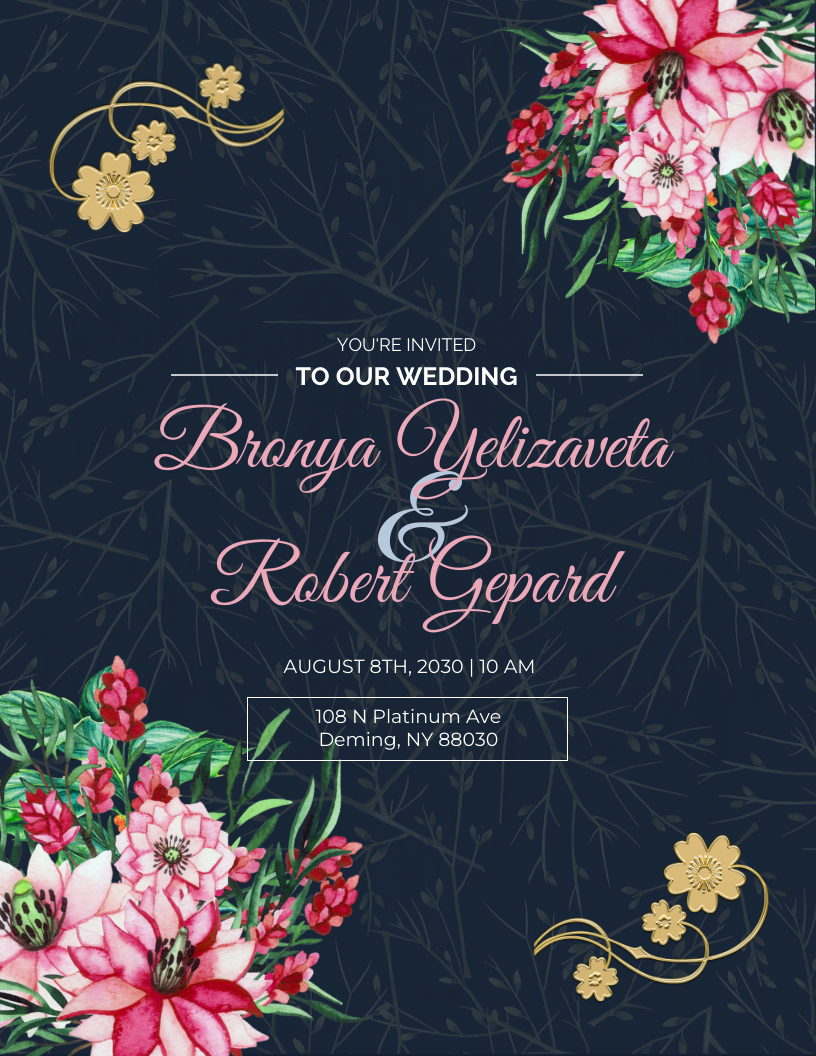 Floral Wedding Reception Invitation