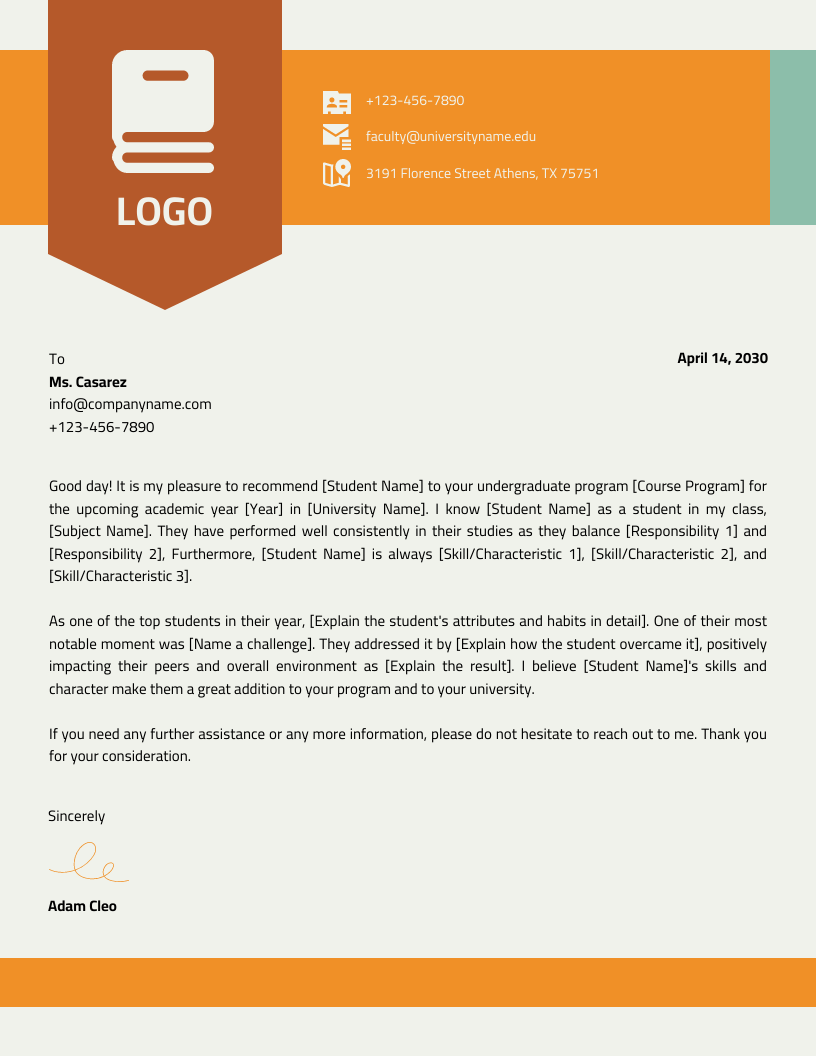Beige Pastel Color Professional Business College Letterhead