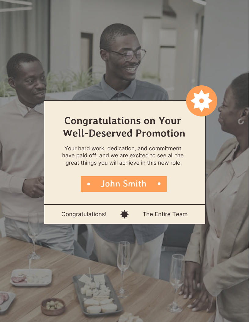 Orange Cream Congratulation on Job Promotion Poster Template