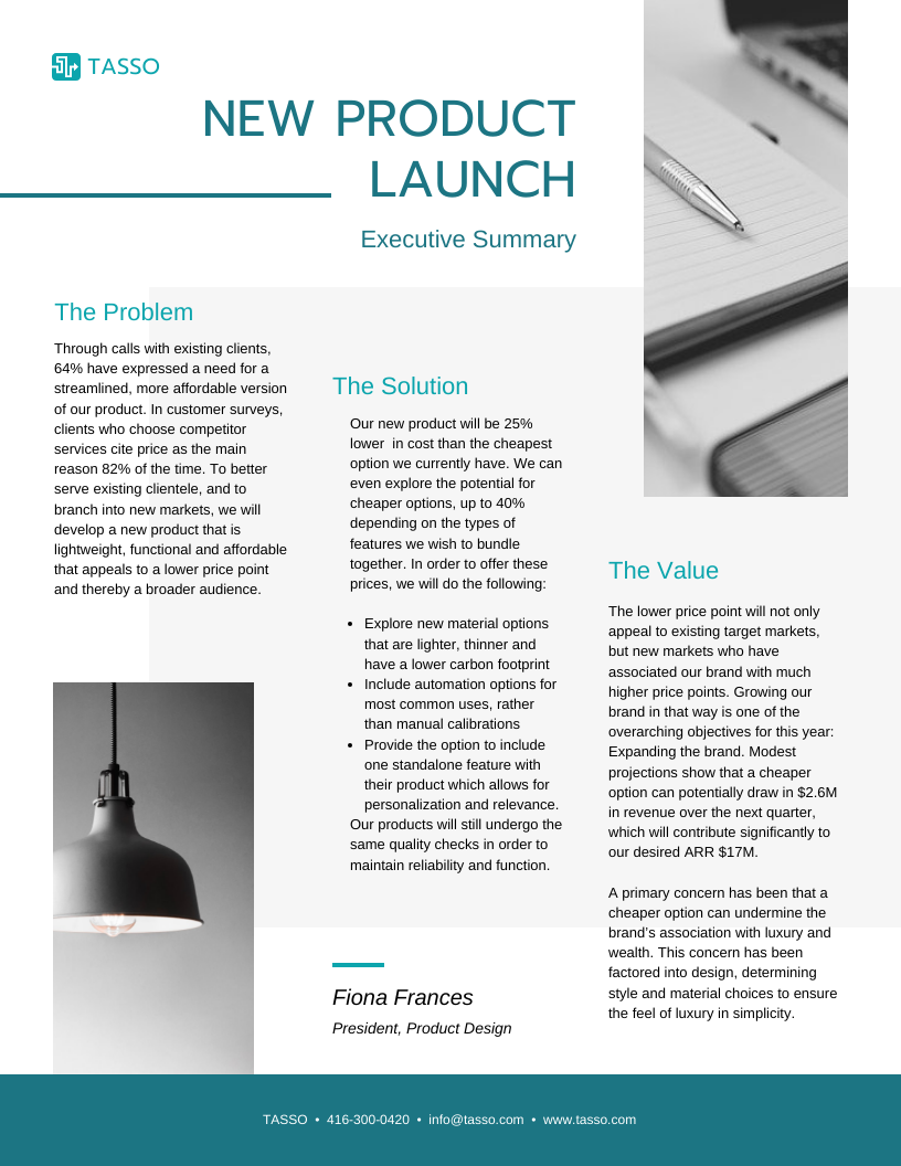 One Page Executive Summary Template Venngage