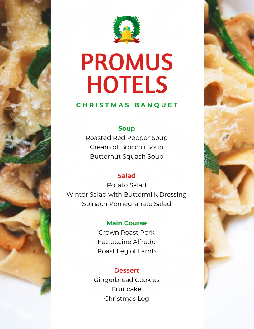 Green Christmas Banquet Menu Venngage