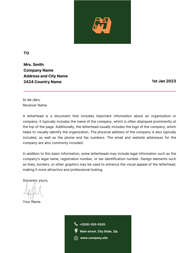 White Simple Company Letterhead Template