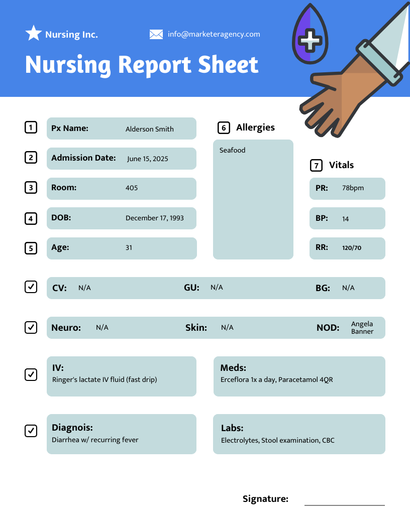 Nursing Report Template