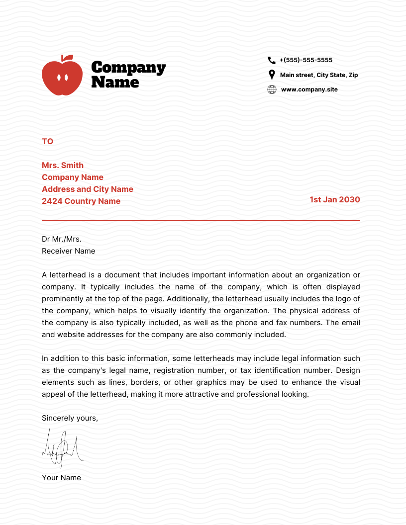 White Clean Design Apple Letterhead Template