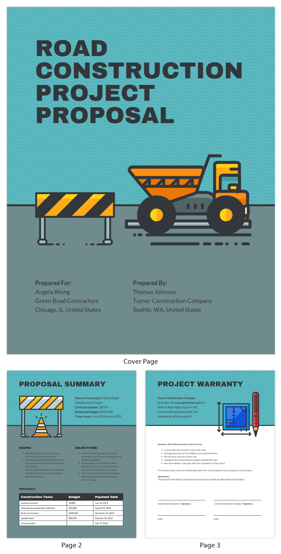 Illustrative Road Construction Project Proposal Template Venngage