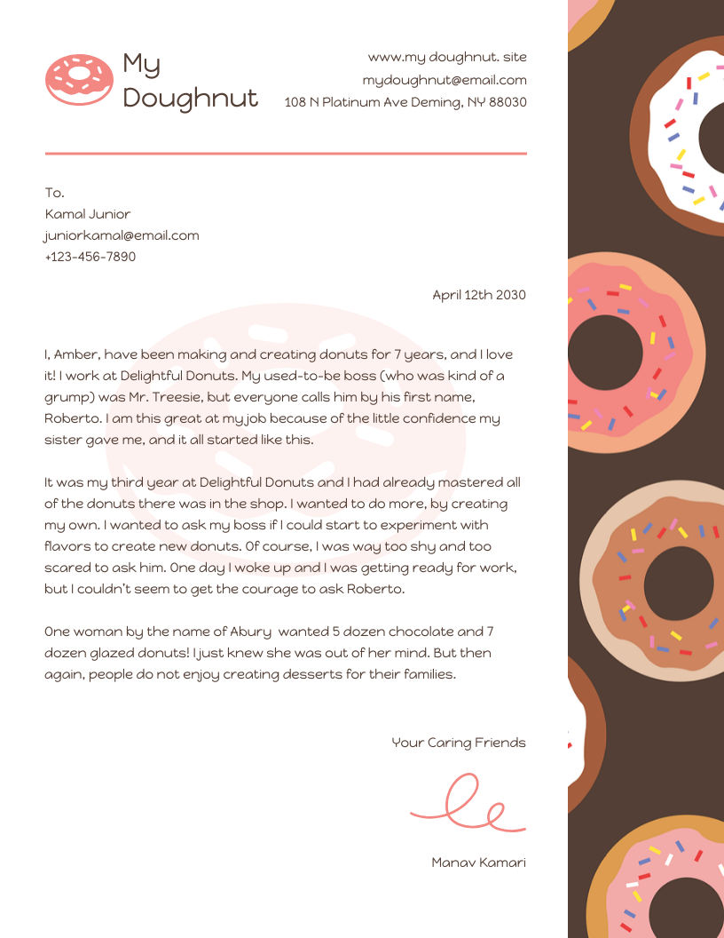 White And Brown Simple Cute Illustration Business Letterhead