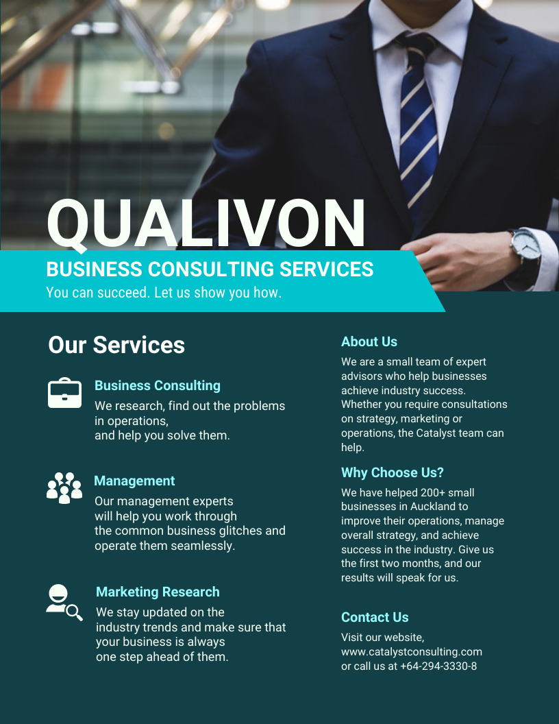 Teal Consulting Services Business Flyer Template Venngage