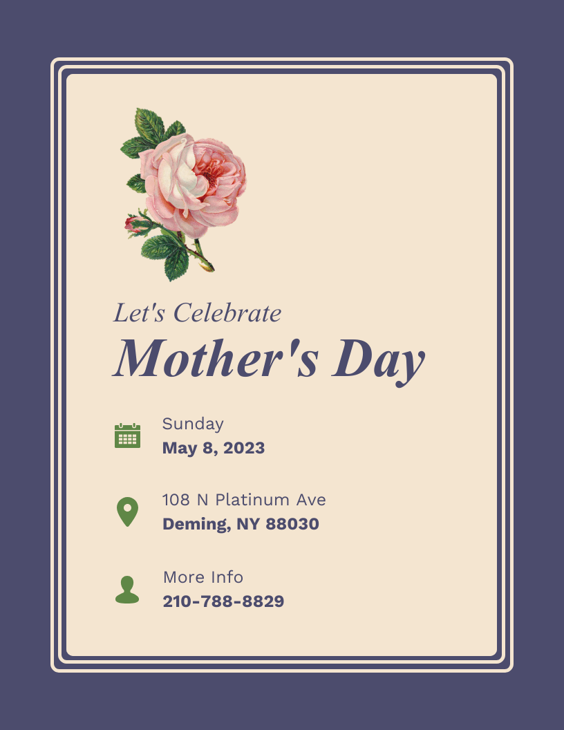 Retro Violet & Cream Mother's Day Flyer