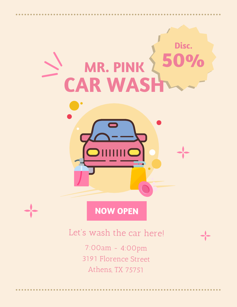 Pink And Cream cute Car Wash Poster