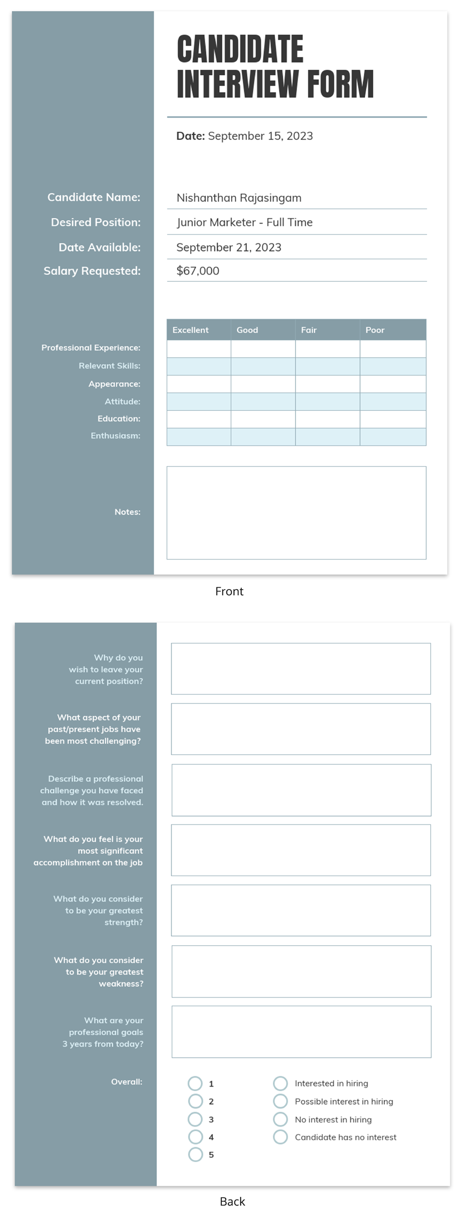 Interview Form Template Images