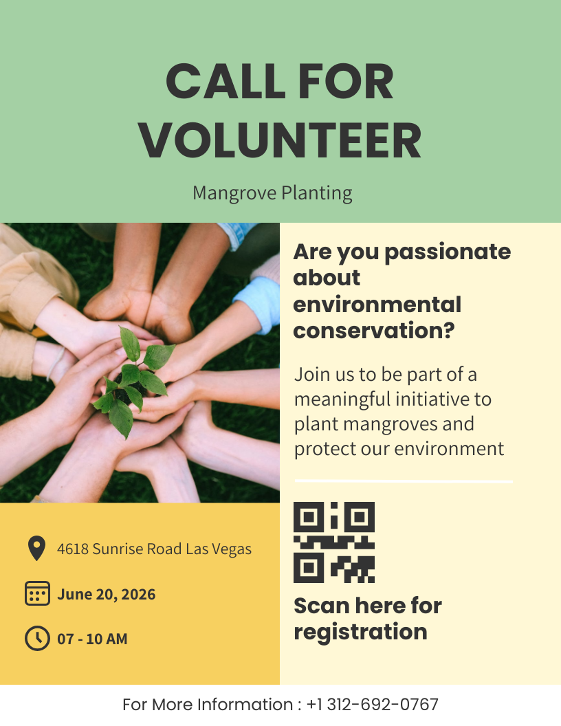 Beige And Green Modern Volunteer Flyer