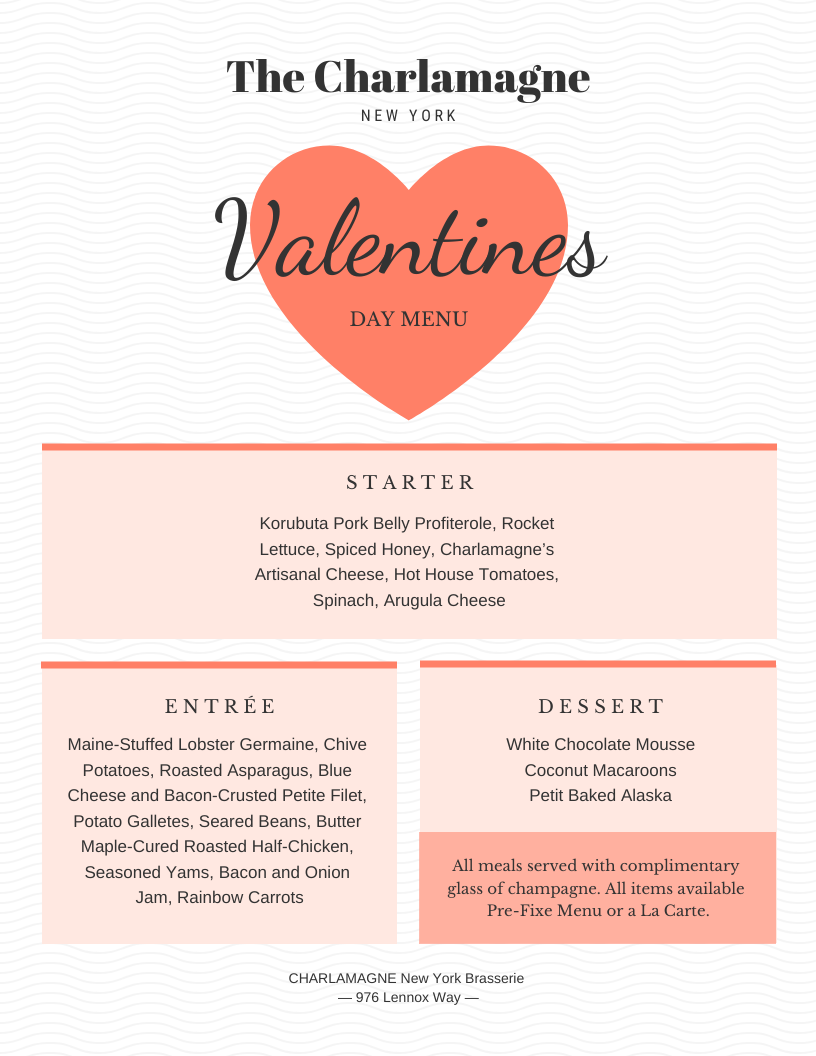 Classy Valentine s Day Restaurant Menu Venngage