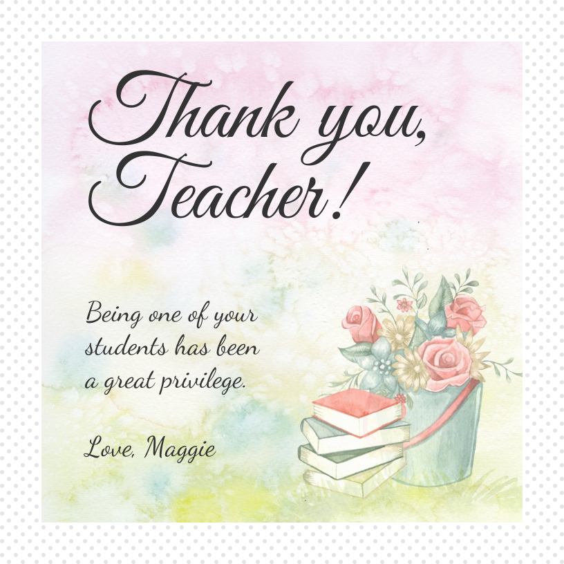 Square Teacher Appreciation Card Venngage
