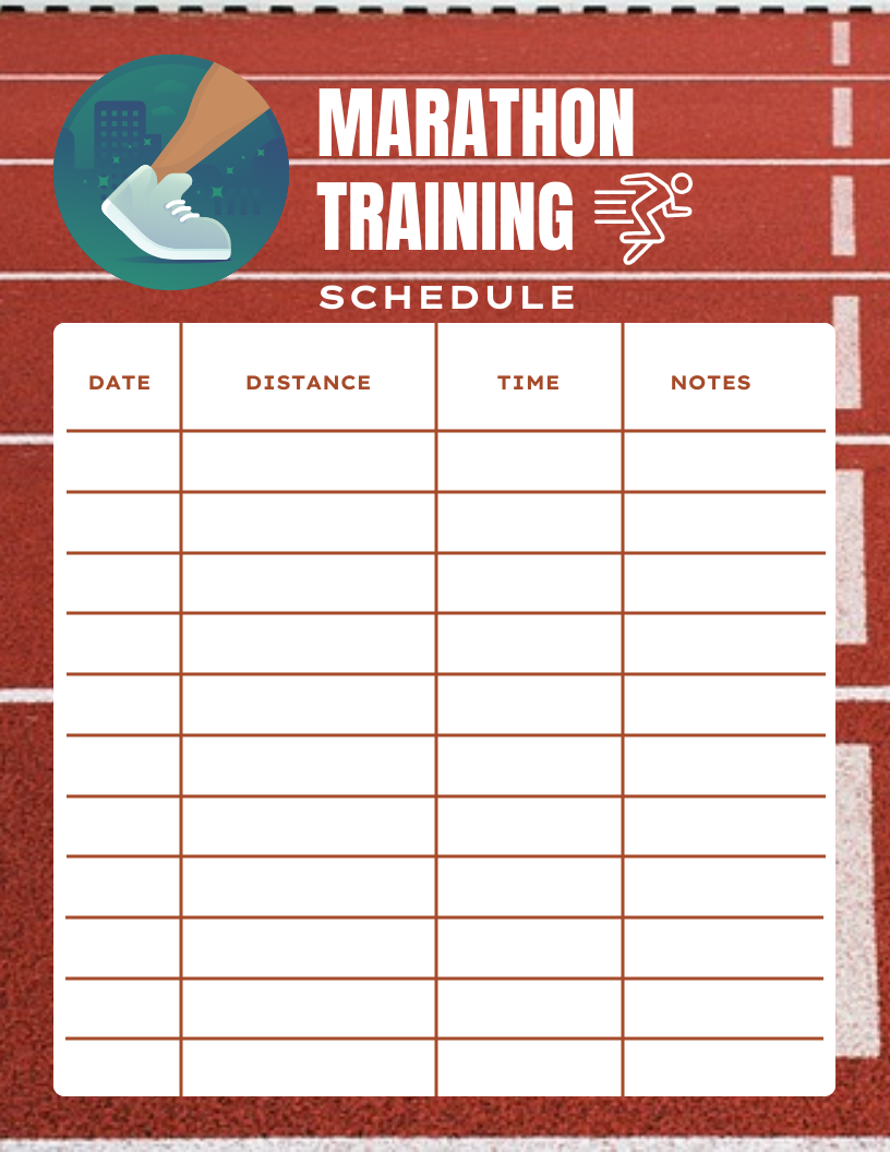 Terracotta Modern Texture Marathon Training Schedule Template
